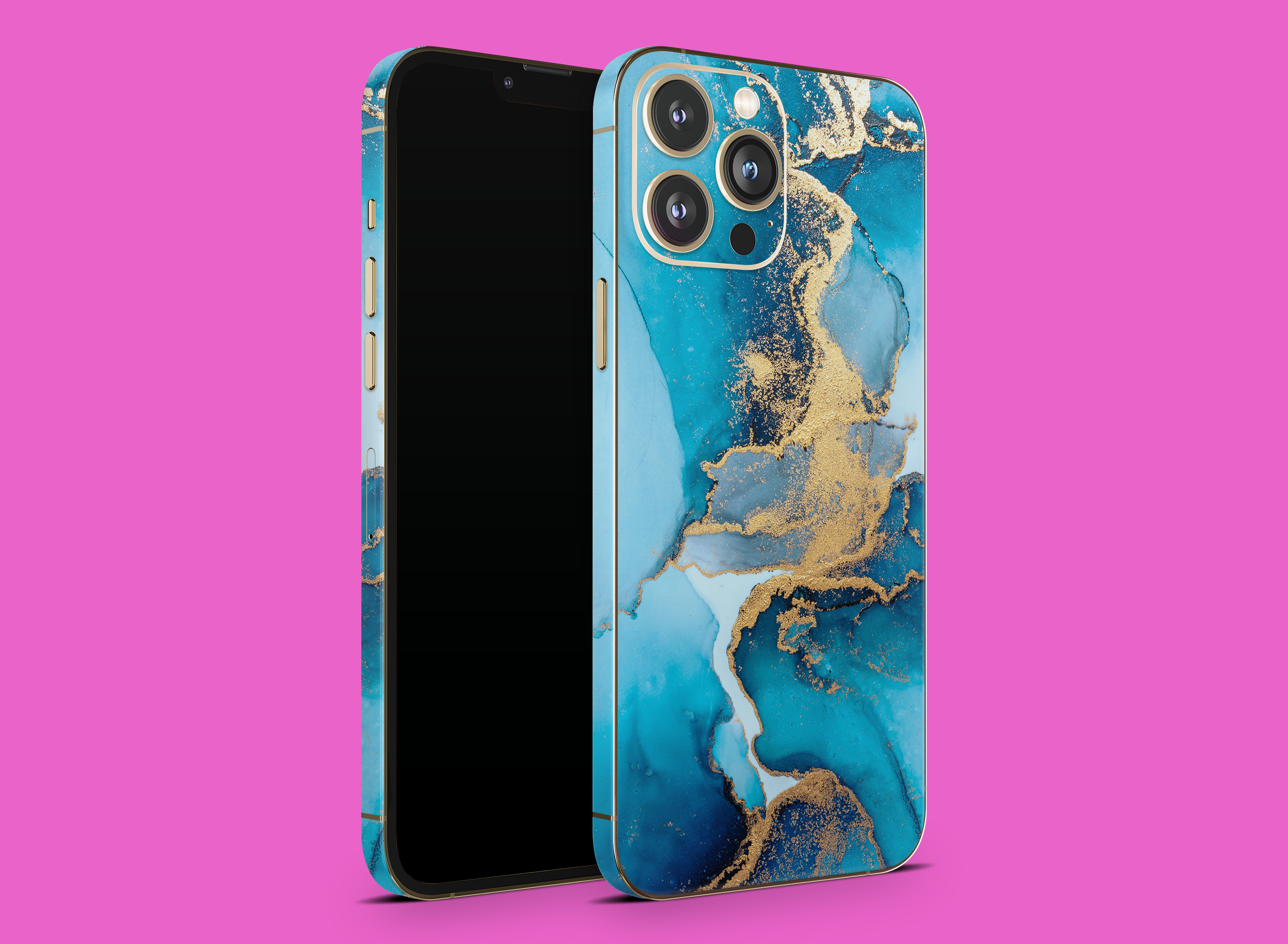 Elegant Blue & Gold Marble Skin – gogoprintuk